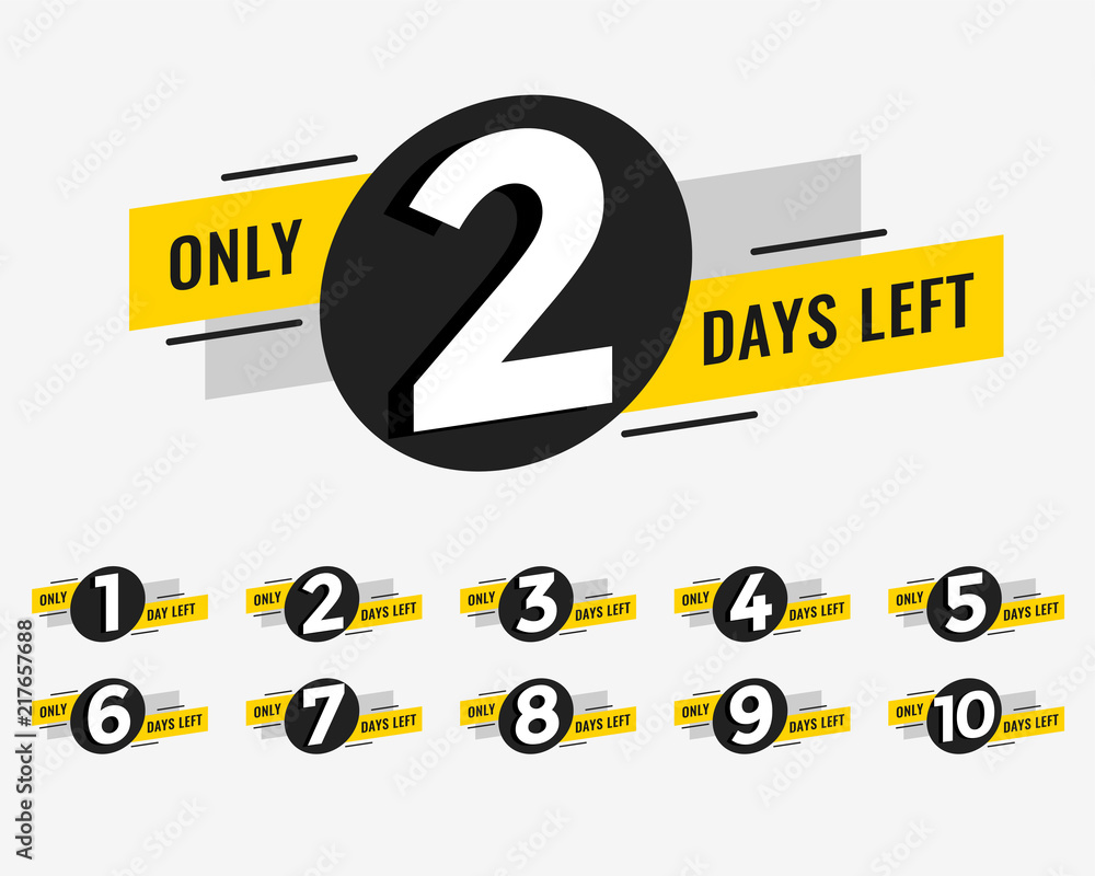 promotional banner with number of days left sign Stock Vector | Adobe Stock