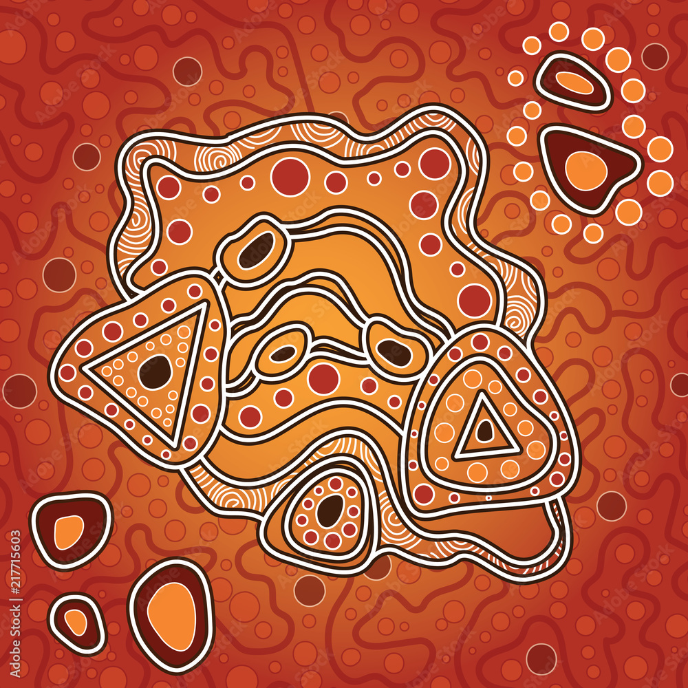 Aboriginal art vector painting, Connection concept, Illustration based ...
