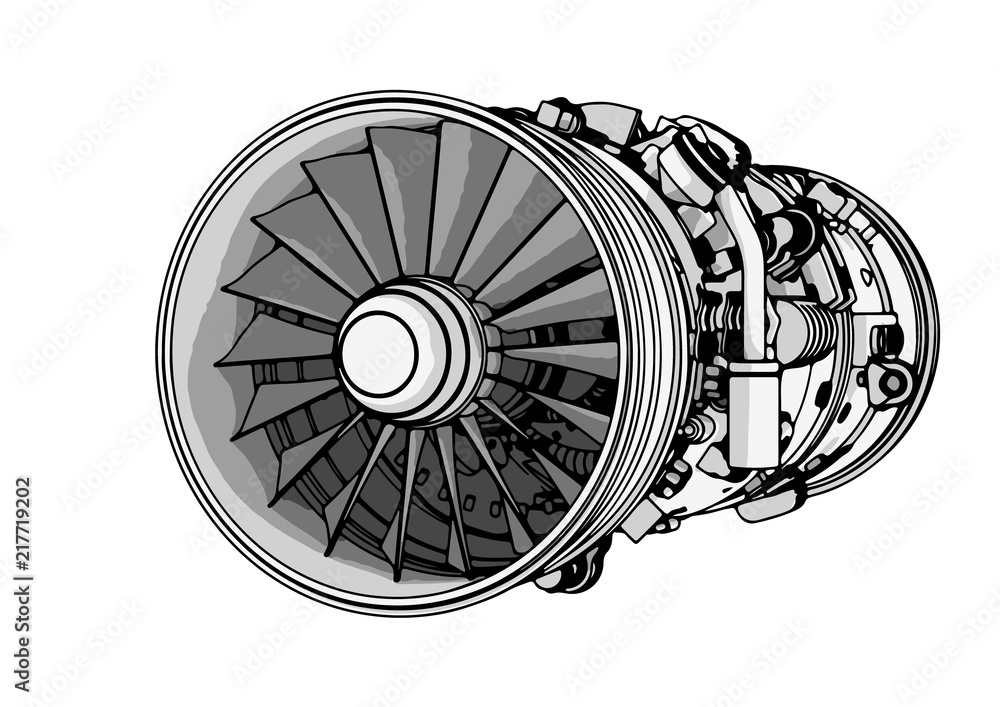 sketch of aircraft engine vector Stock Vector | Adobe Stock