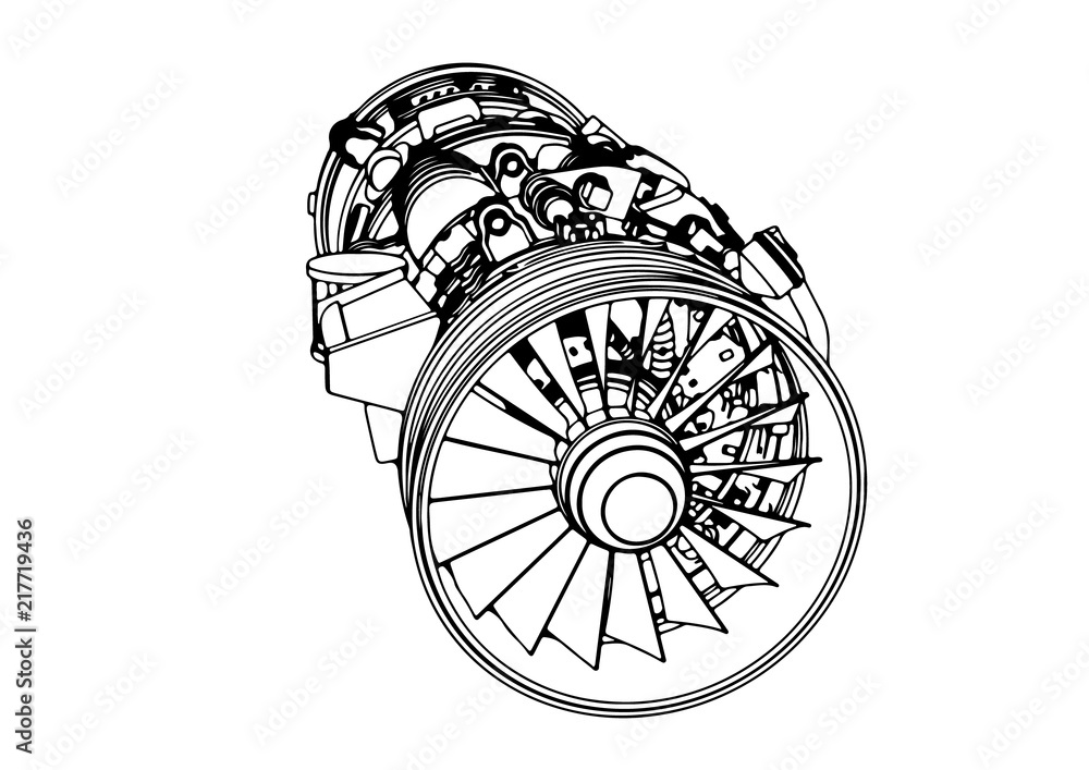 sketch of aircraft engine vector Stock Vector | Adobe Stock