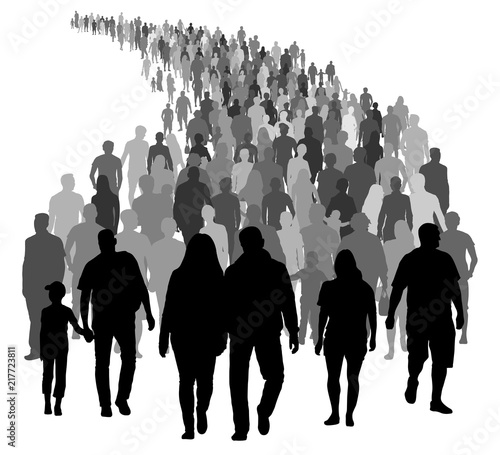 Big crowd of people is moving. Silhouette vector Stock Vector | Adobe Stock