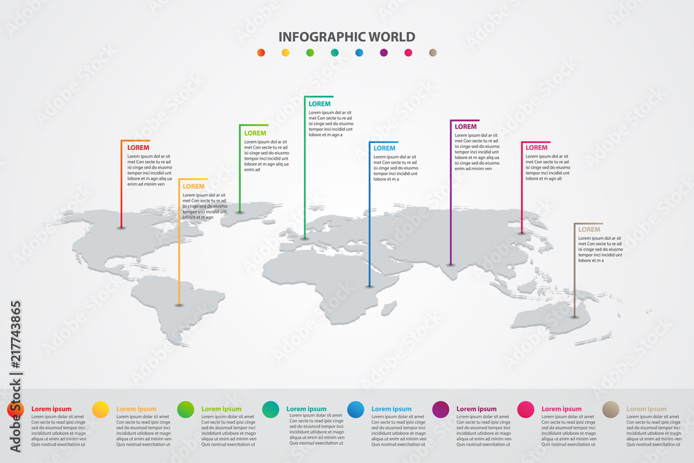 infographic country world map, international world flags Stock Vector ...