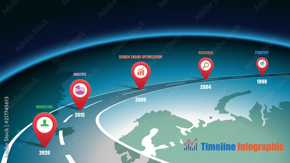 Business road map timeline infographic world designed for abstract ...