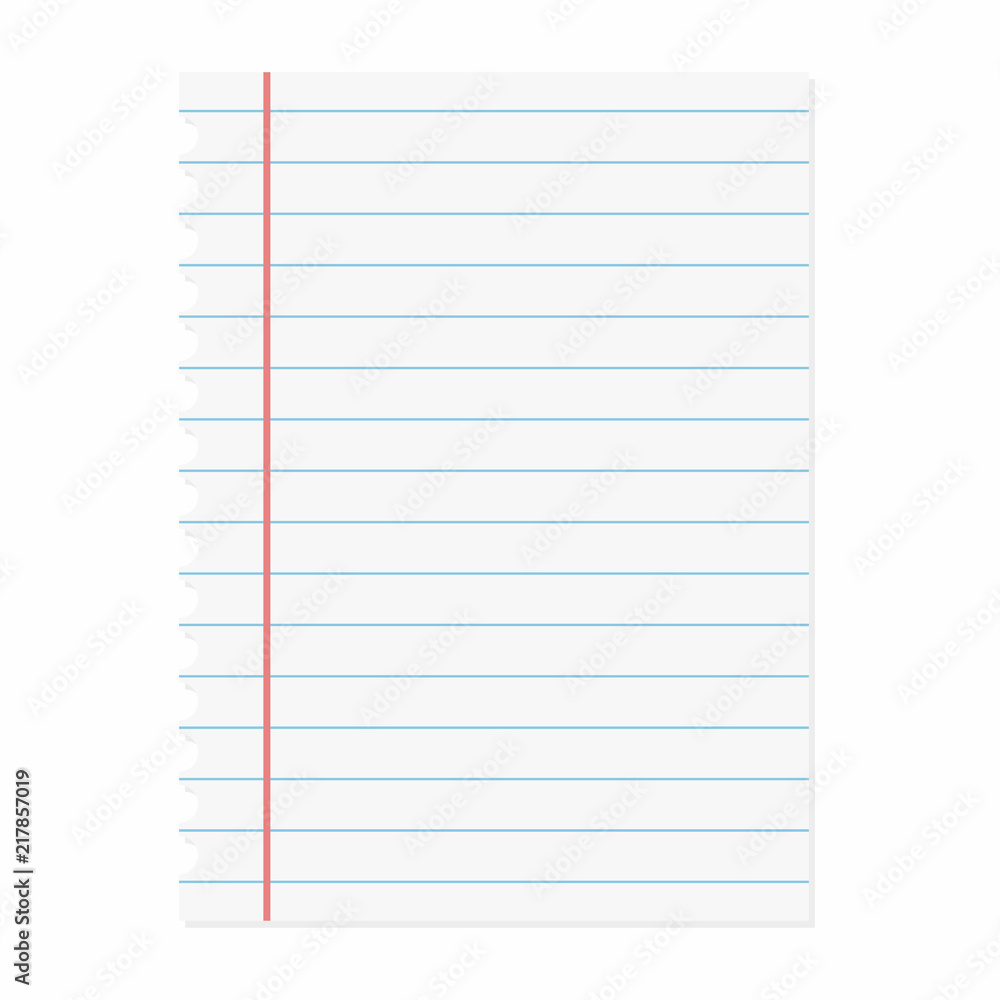เวกเตอร์ Stock School notebook paper. Blank of note paper. Lined sheet ...