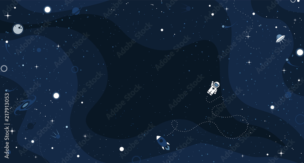 Vector flat space design background with small elements Stock Vector ...