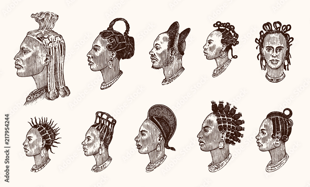 African national male hairstyles. Profile of a man with curly hair ...