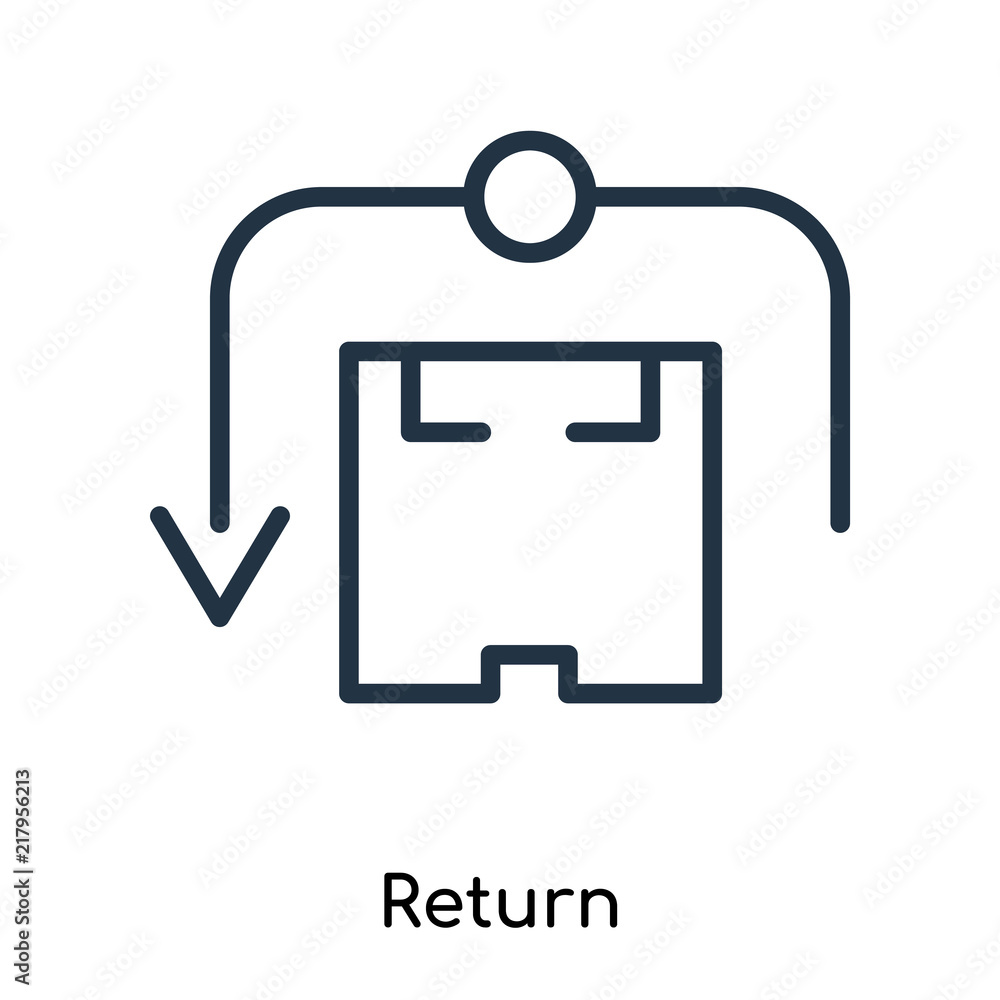 Return icon vector isolated on white background, Return sign , thin ...