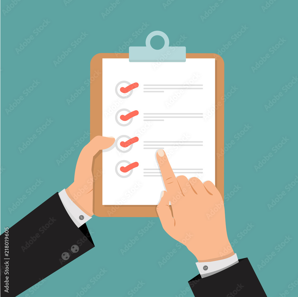 businessman hands using check list design Stock Vector | Adobe Stock