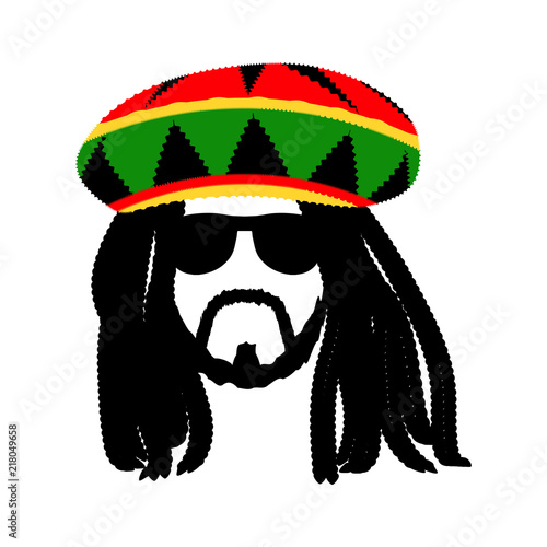 Jamaican rasta hat with dreadlocks and beard. Reggae style avatar ...