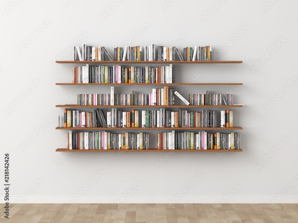 interior bookshelf room library. 3d rendering Stock Illustration ...