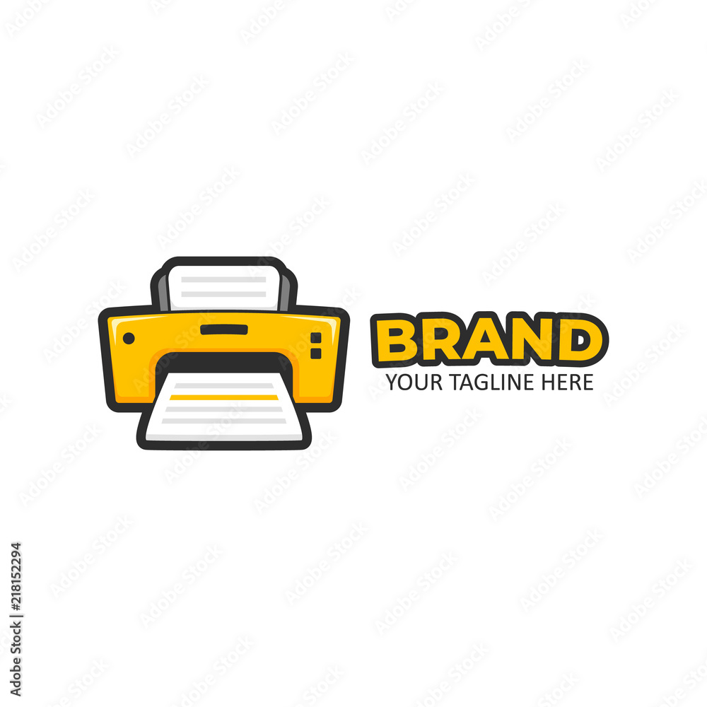 Golden printer logo icon cartoon illustration sticker fun Stock Vector ...