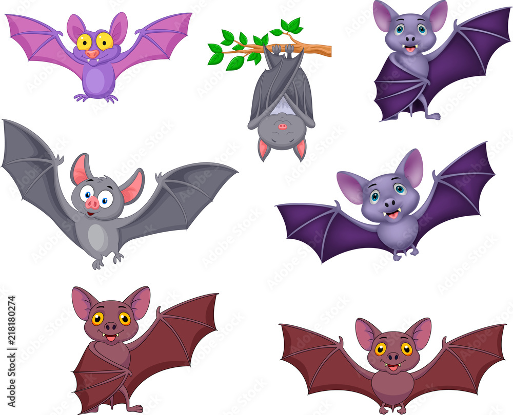 Cartoon bats collection set Stock Vector | Adobe Stock