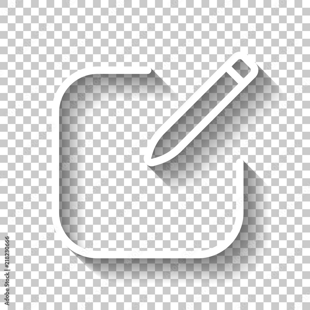 Edit icon. Square and pen. Linear, thin outline. White icon with Stock Vector | Adobe Stock