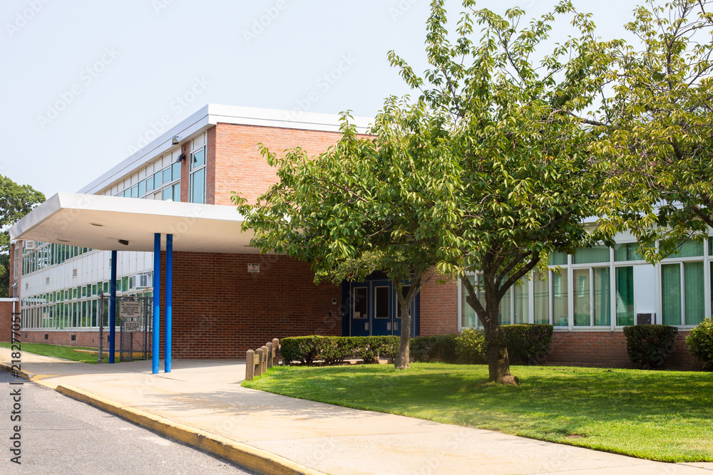 View of typical American school building exterior Stock Photo | Adobe Stock