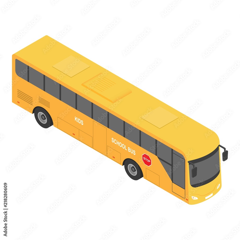 Europe school bus icon. Isometric of europe school bus vector icon for ...