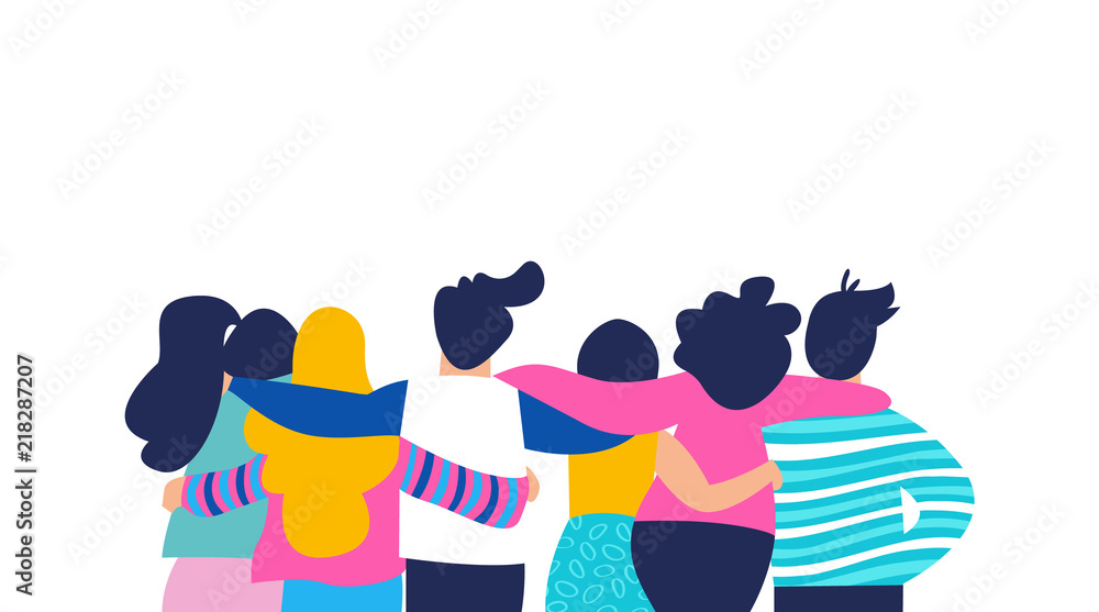 Friend group hug of diverse people isolated Stock Vector | Adobe Stock