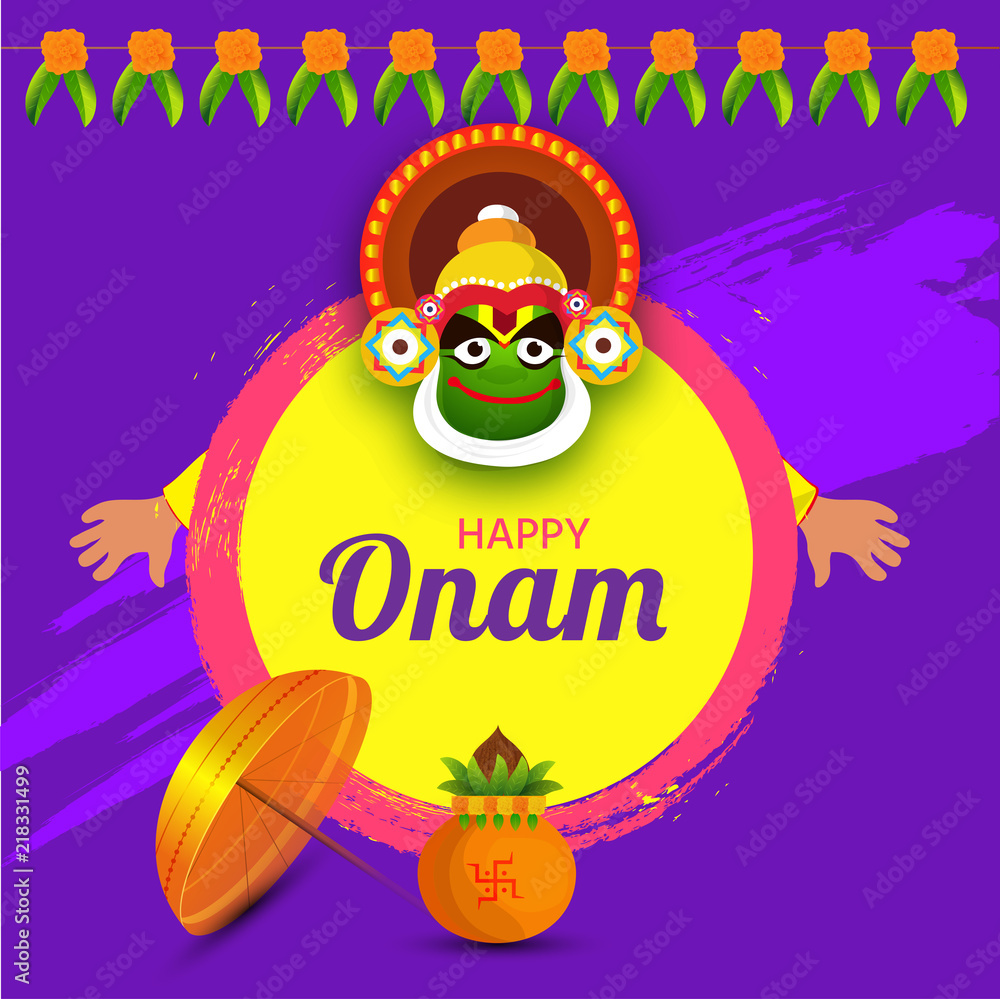 South Indian festival Onam celebration poster or flyer design with ...