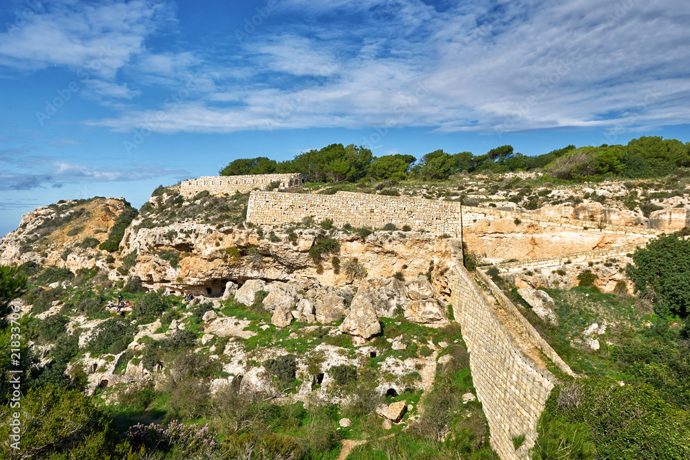 Victoria lines fortifications known as Great Wall of Malta Stock Photo ...