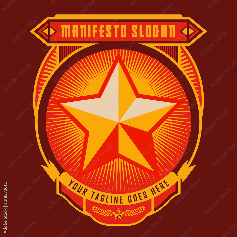 Propaganda Badge Red Star. Vintage style wallpaper background. Retro ...