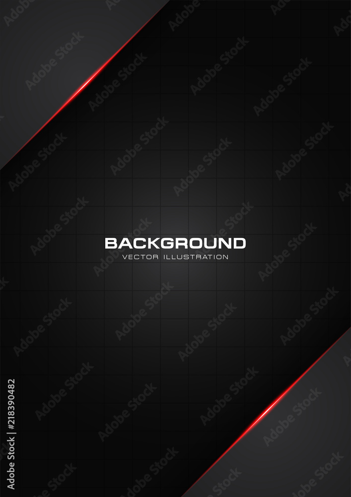 abstract metallic red shiny color black frame layout modern tech design ...