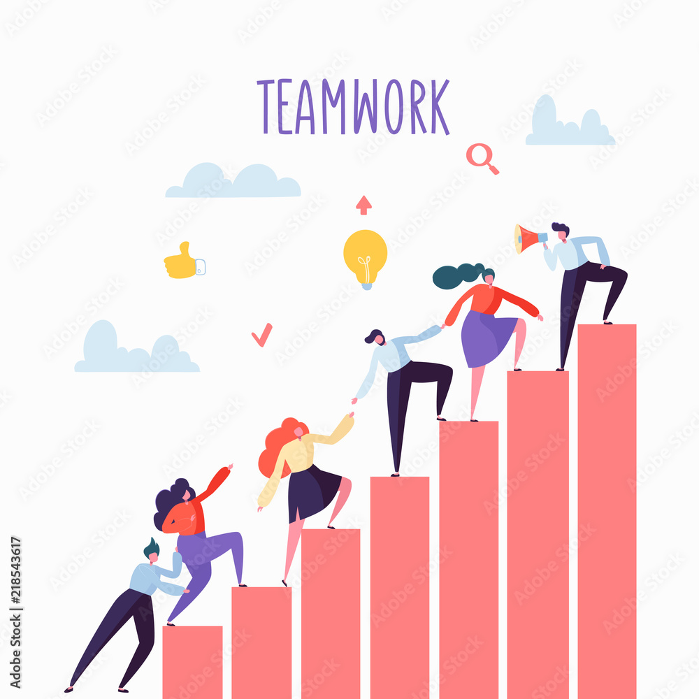 Flat Business People Climbing Up The Stairs. Career Ladder with ...