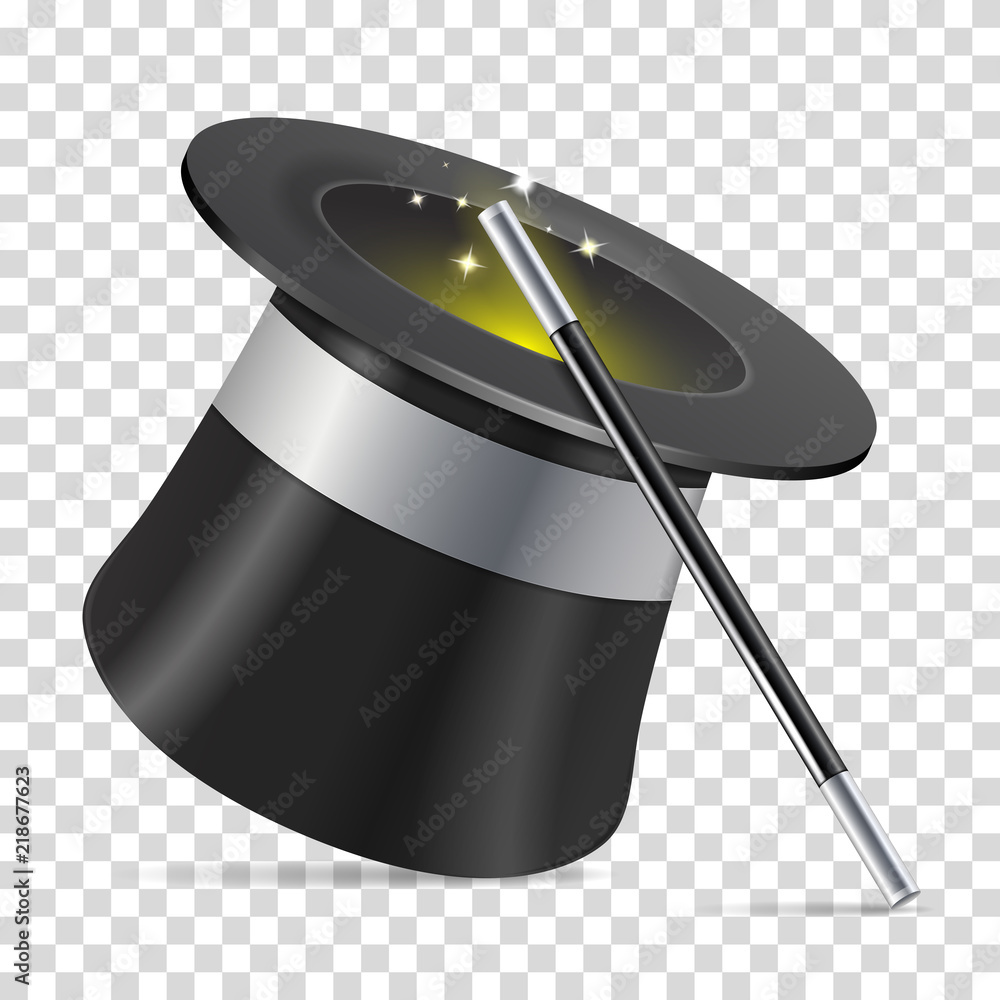 Magician Hat with Wand Stock Vector | Adobe Stock