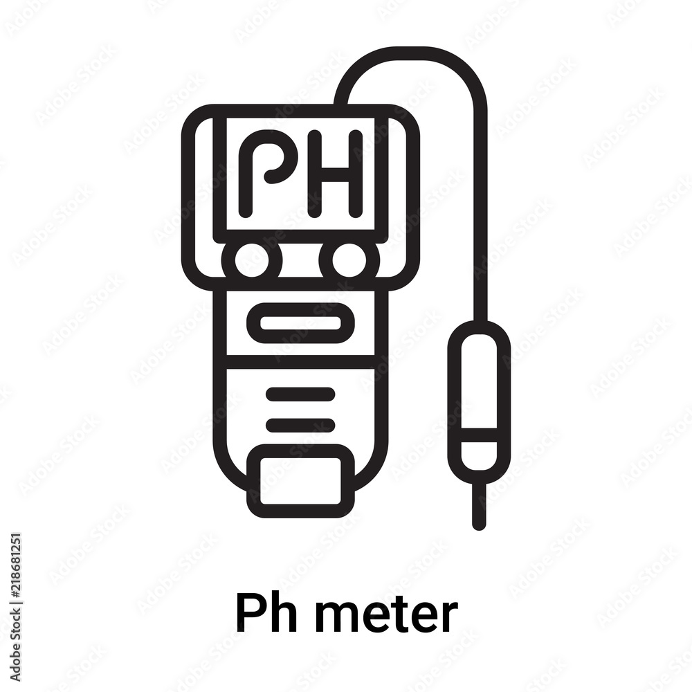 Ph meter icon vector isolated on white background, Ph meter sign , line ...