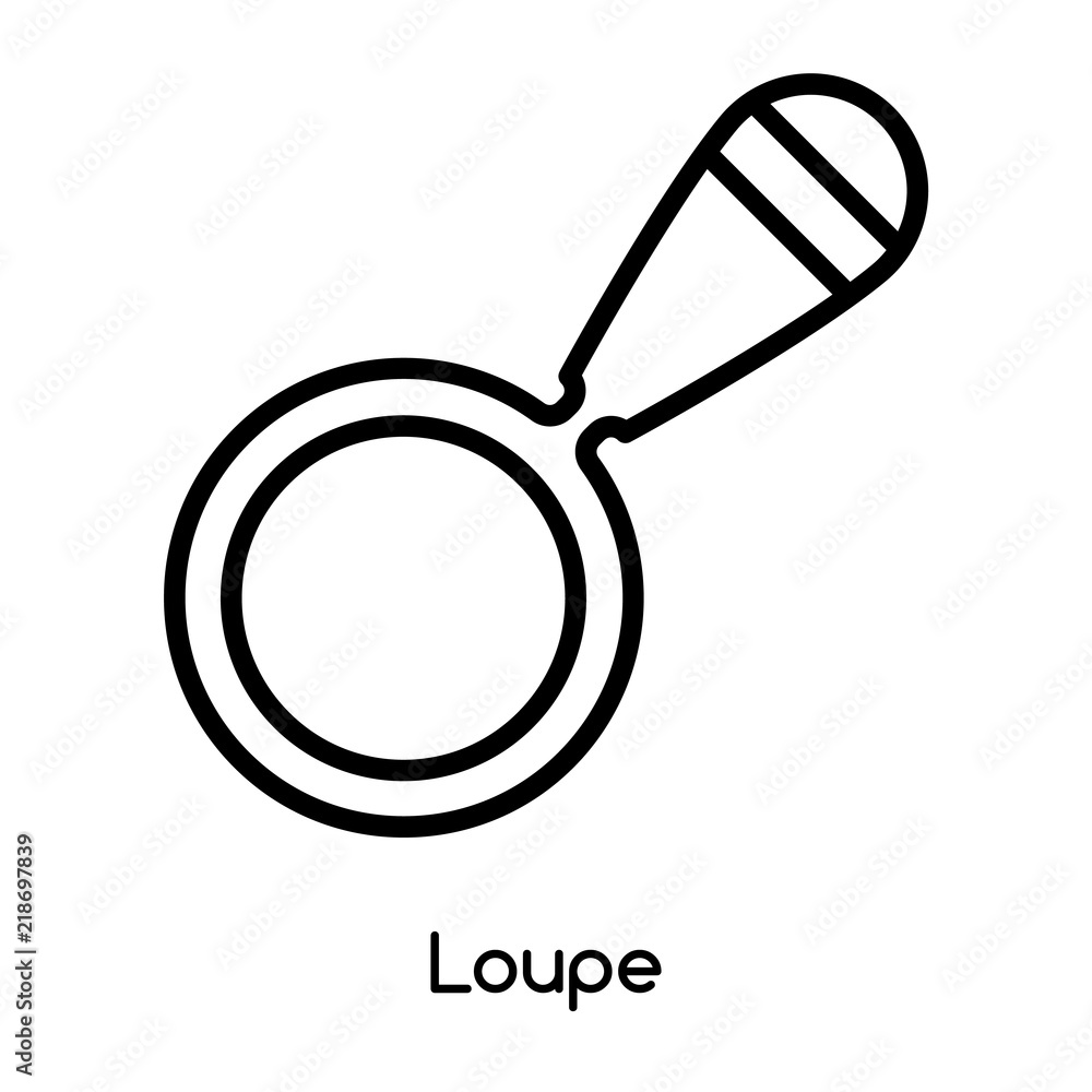 Loupe icon vector isolated on white background, Loupe sign , line or ...