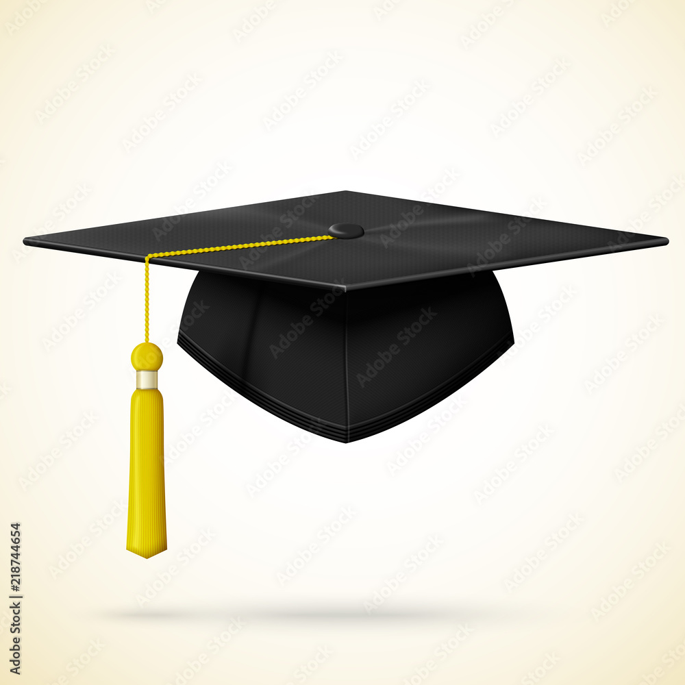 Vector realistic graduation cap with golden bob. Stock Vector | Adobe Stock