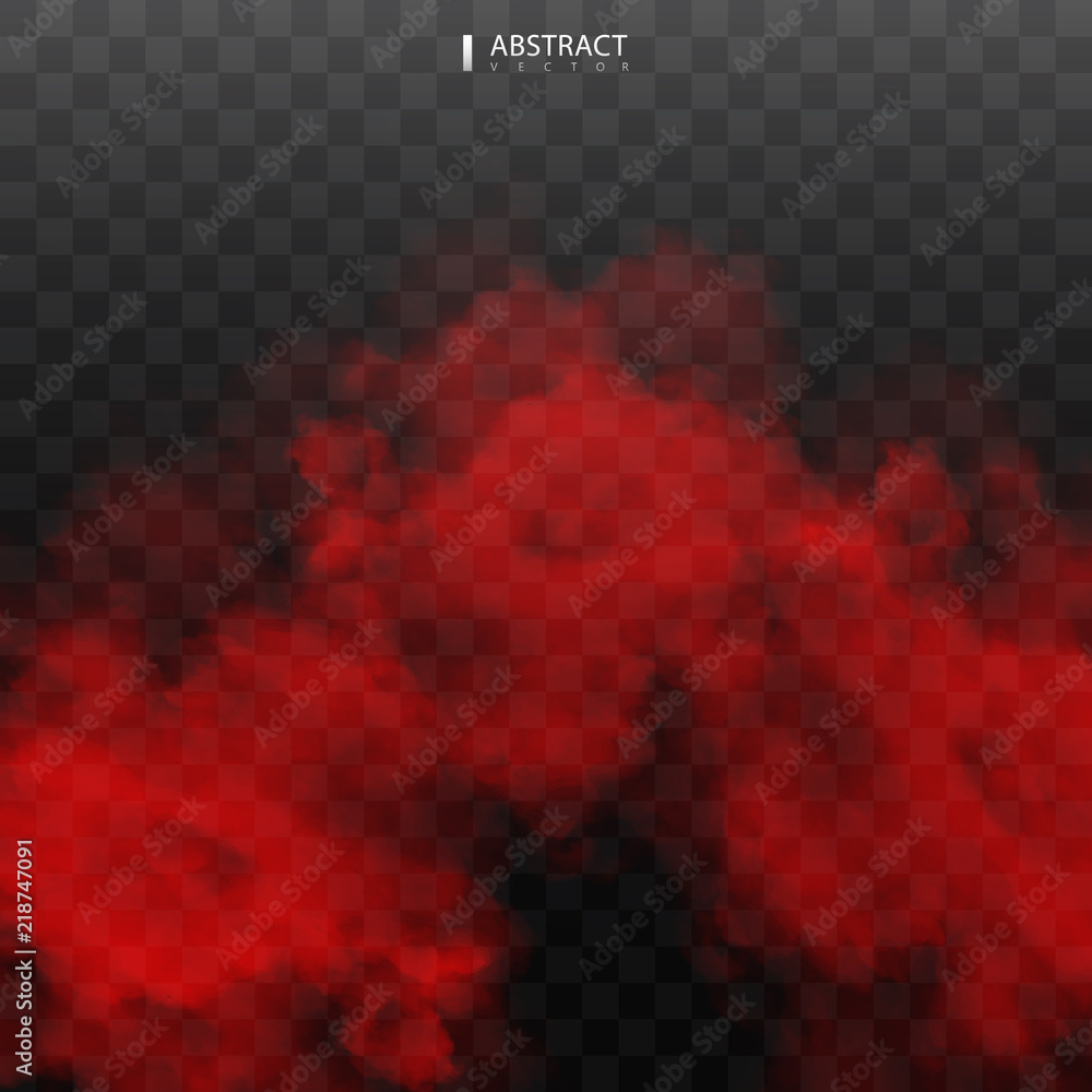 Red Fog or smoke color isolated transparent special effect. White ...