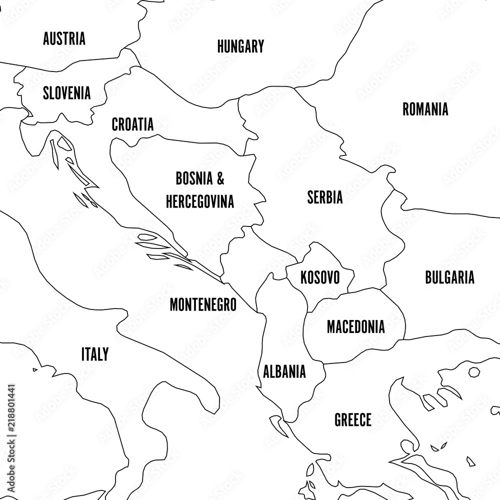 Image vectorielle Stock Political map of Balkans - States of Balkan ...