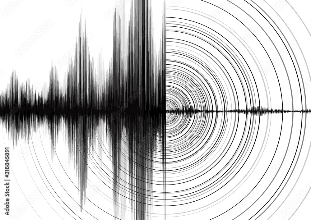 Power of Earthquake Wave with Circle Vibration on White paper ...