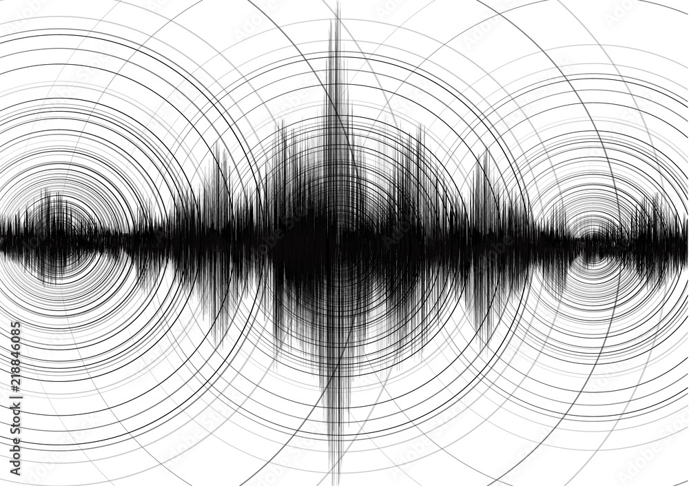 Center of power Earthquake Wave with Circle Vibration on White paper ...