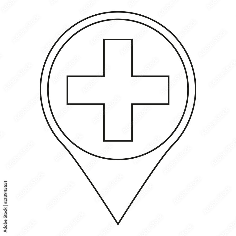 Line art black and white hospital map sign Stock Vector | Adobe Stock