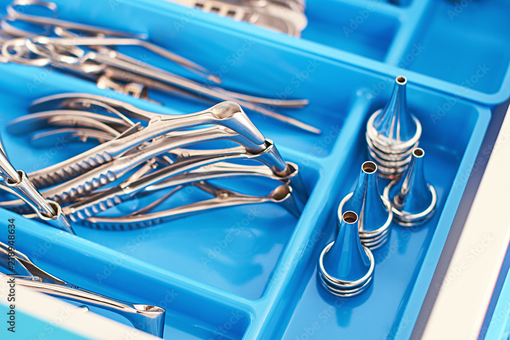 Otolaryngology medical instruments for ear, nose, throat, base of the ...