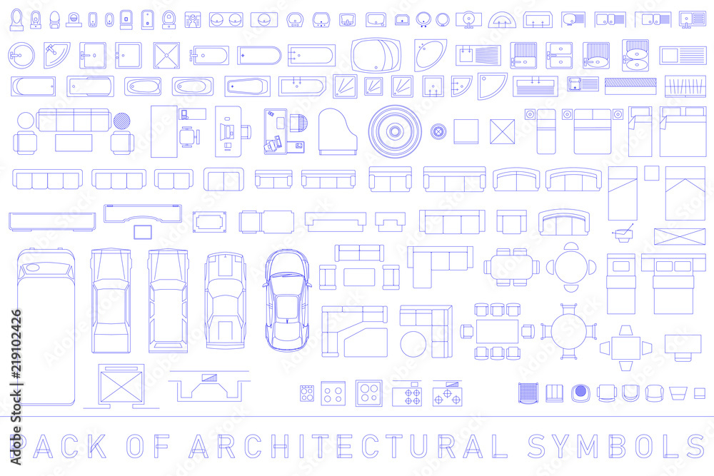Pack of Architectural Symbols Stock Vector | Adobe Stock