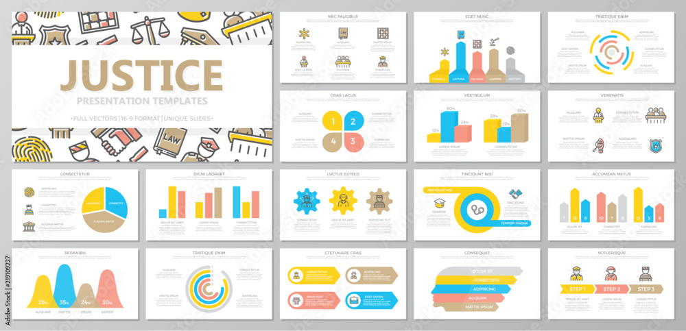Set of crime, law, police and justice elements for multipurpose ...
