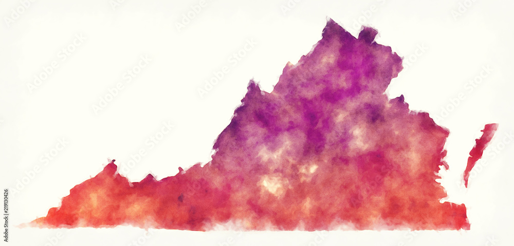 Virginia state USA watercolor map in front of a white background Stock ...