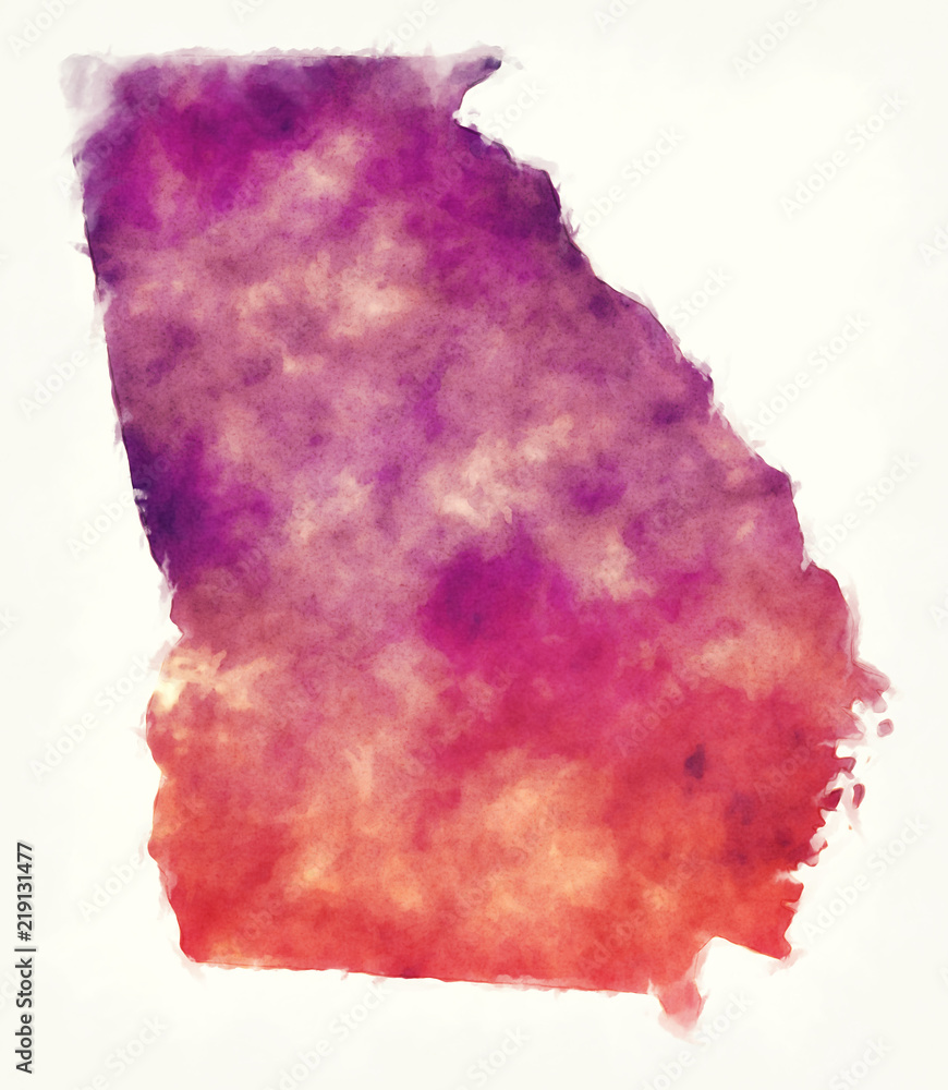Georgia state USA watercolor map in front of a white background Stock ...