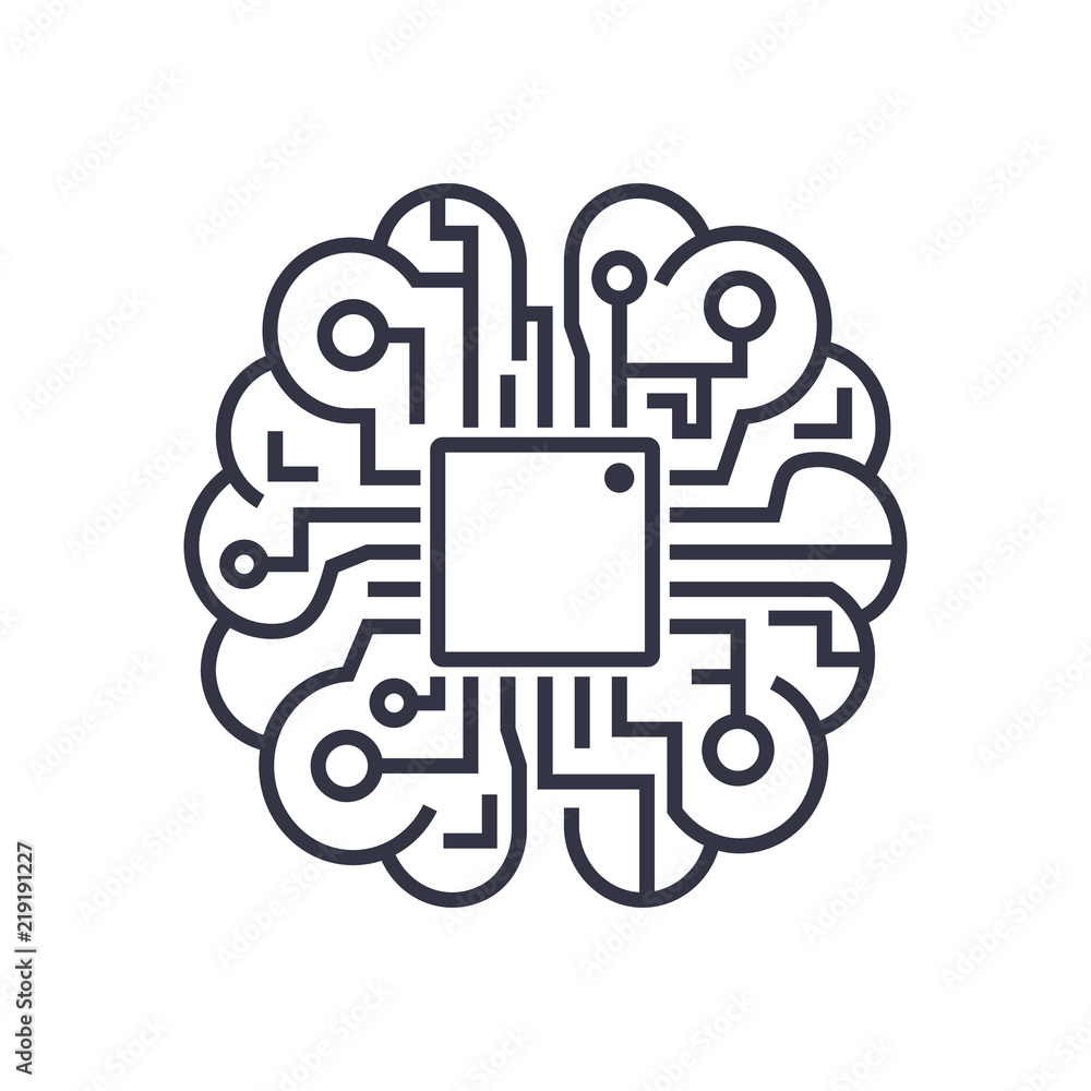 Artificial intelligence brain icon - vector AI technology concept ...