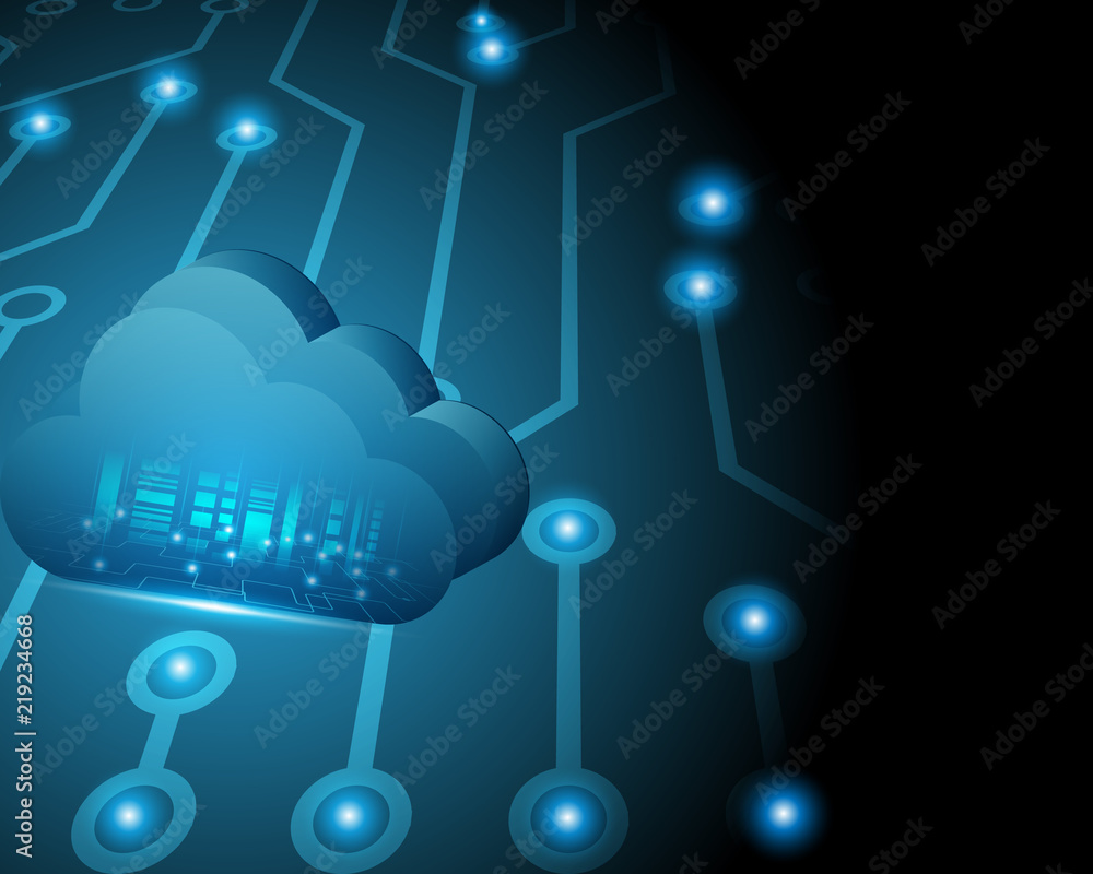 Cloud computing business Transaction data storage technology with circuit symbols concept ...