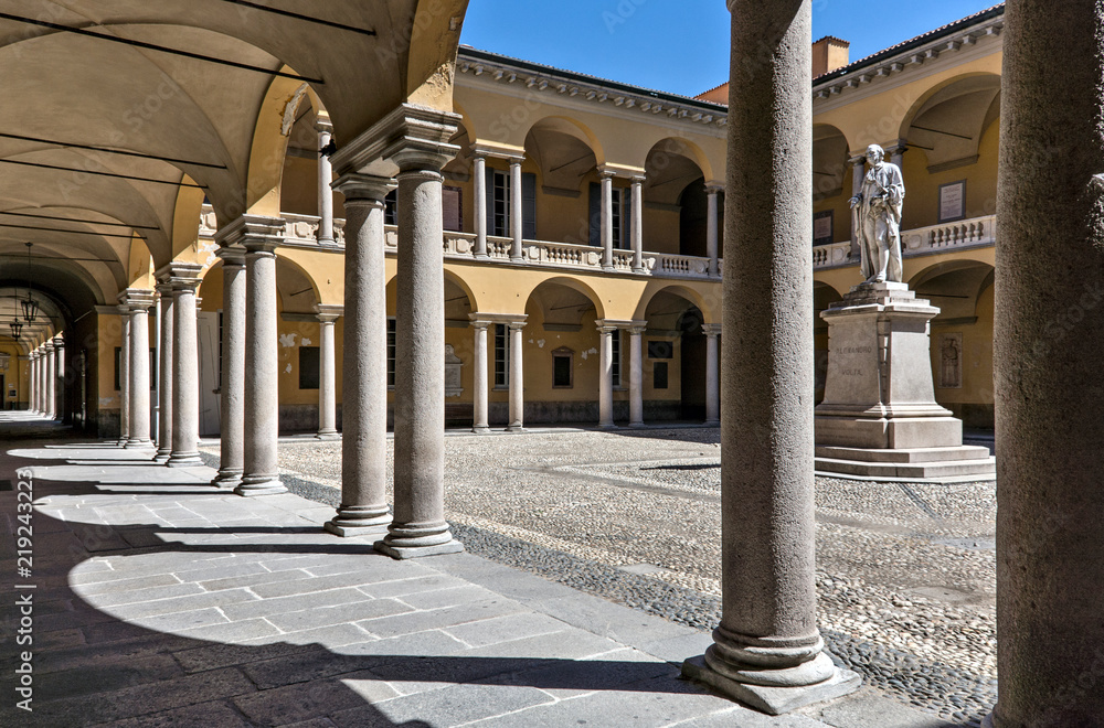 Pavia Italy, university with statue to Alessandro Volta Stock Photo ...
