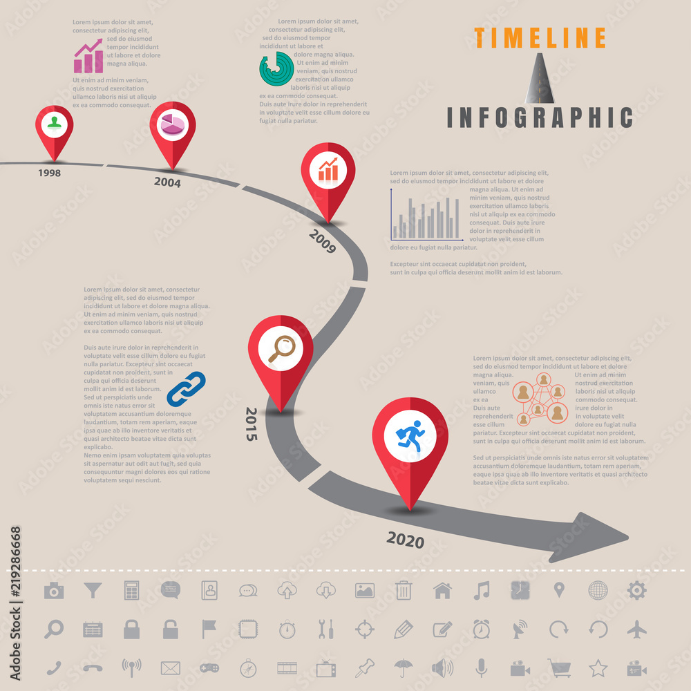 Business map timeline infographic road signs designed for abstract ...