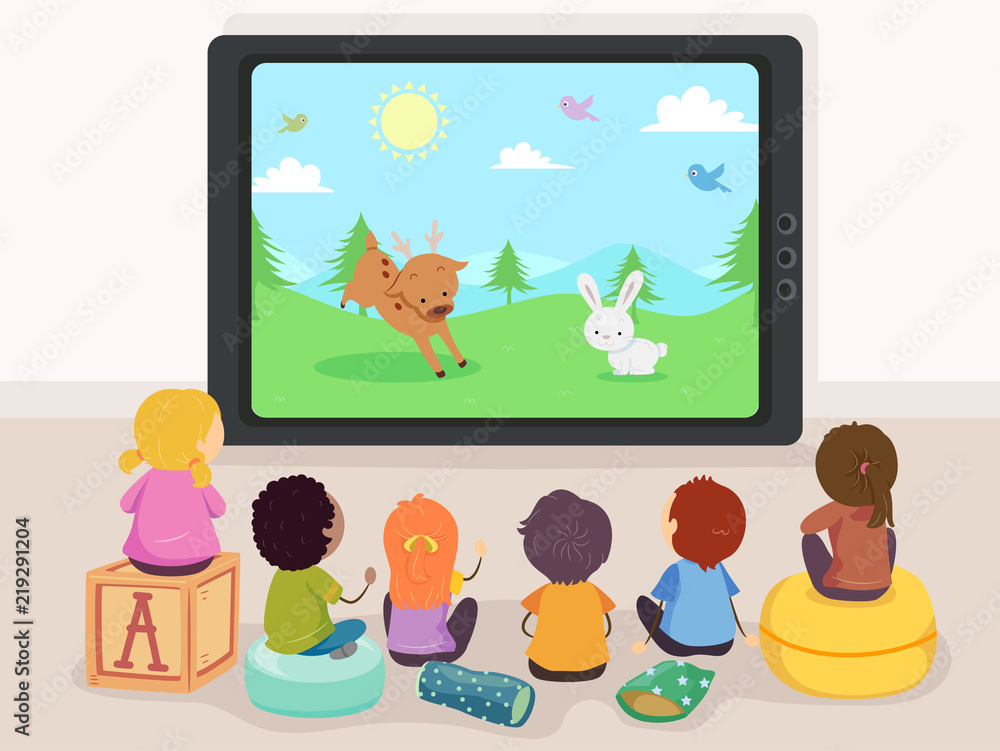 Stickman Kids Digital Story Telling Illustration Stock Vector | Adobe Stock