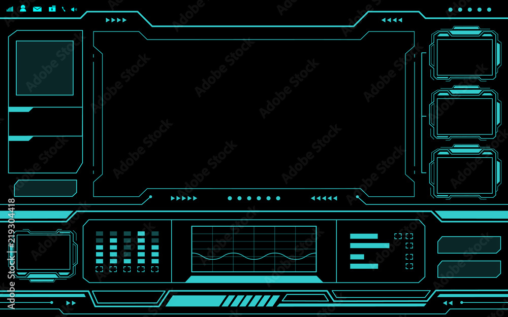 Blue control panel abstract Technology Interface hud on black ...