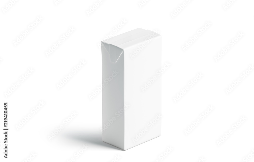 Blank white juice pack mockup, stand isolated, 3d rendering. Empty ...