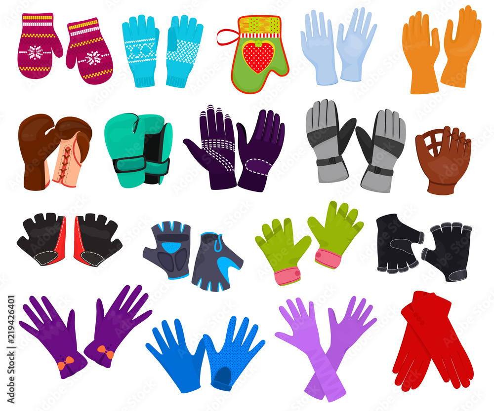 Glove vector woolen xmas mittens and protective pair of gloves ...