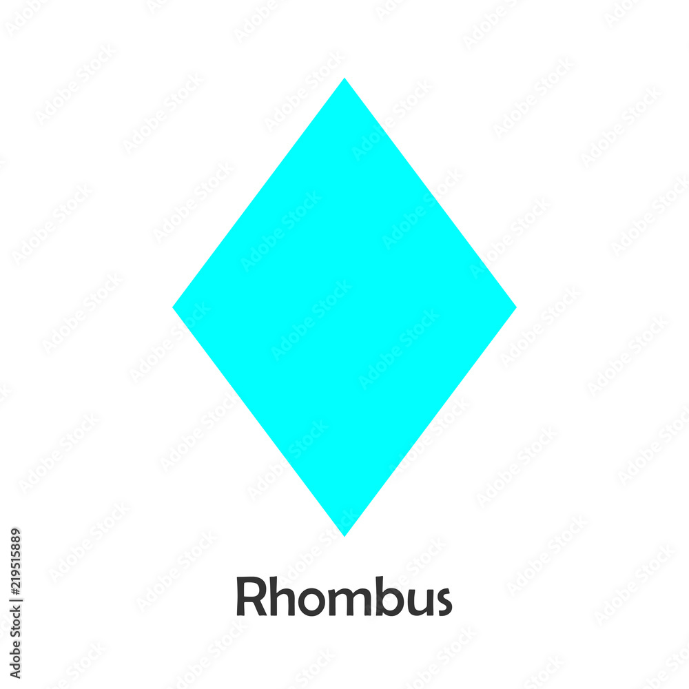 Rhombus in cartoon style, card with geometric shape for kid, preschool ...
