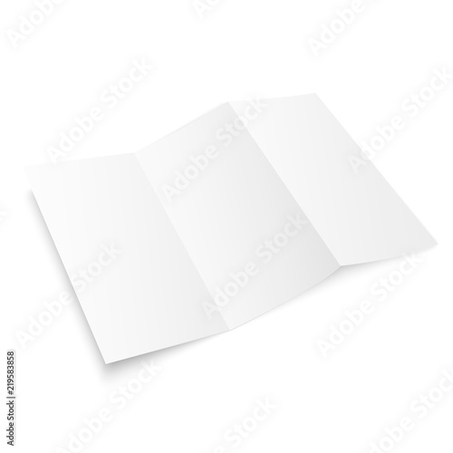 Tri-fold brochure mock-up. Blank brochure white template paper. Three ...