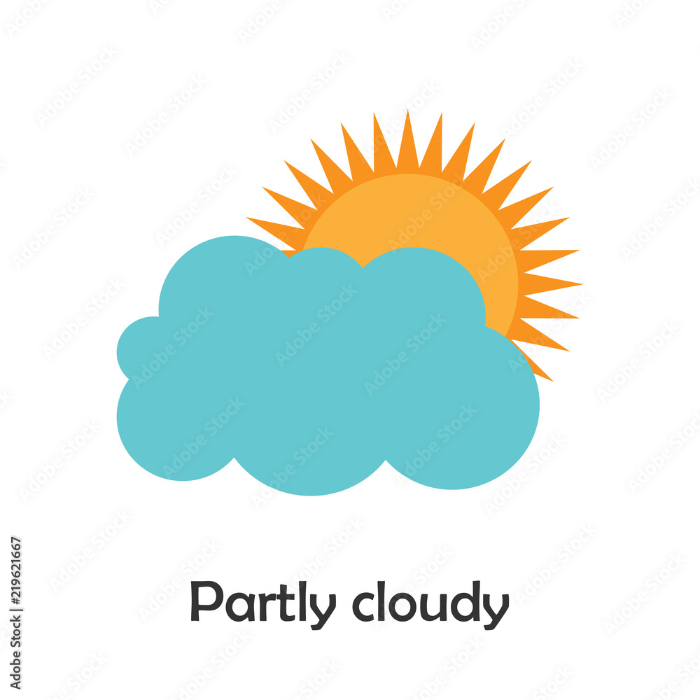 Partly cloudy in cartoon style, card with weather for kid, preschool ...